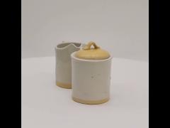 Pottery Creamer And Sugar Set 3D Bees Silk Printed Sugar With Ceramic Lid Everyday