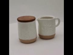 White Ceramic Creamer And Sugar Set Restaurant Brunchwith Creamer Dispenser Pitcher Sugar Bowl With Lid