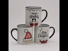 Travel White Christmas Ceramic Mug For Silk Print Handpaint Bulk Porcelain Christmas Dinnerware