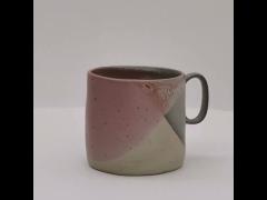 Ceramic 3D Pink and White Mug Ceramic Coffee Milk Mug with 3d reactive glaze