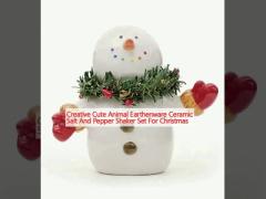 Creatieve schattig dier aardewerk keramische zout en peper shaker set voor kerst