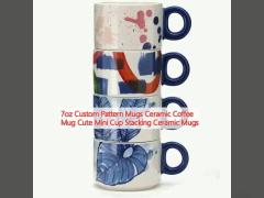 7oz Custom Pattern Mugs Ceramic Coffee Mug Cute Mini Cup Stacking Ceramic Mugs