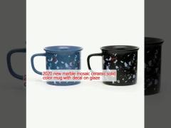 Nuova tazza in marmo mosaico ceramico a colori solidi con adesivo sullo smalto