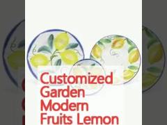 Op maat gemaakt Tuin Modern Fruit Citroen Drukt Dessert Platen Diner Plaat Sets Keramiek