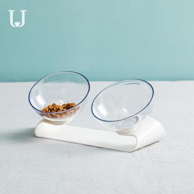 Cina Doppio alimentatore trasparente sostenibile Cat Food Bowls elevata inclinazione del cane della ciotola in vendita