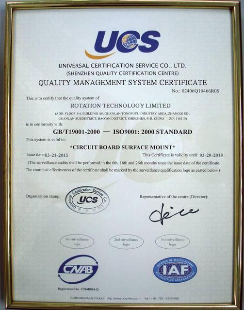 ISO9001-2000 - ROTATION TECHNOLOGY LIMITED