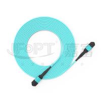 China 12 Core MPO Trunk Cable Multimode 50/125 3.0mm LSZH Aqua B Polarity Patch Cord for sale