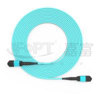 China MPO Trunk Cable Aqua OM3 Multimode Fiber Optic Patch Cord 1M LSZH for sale
