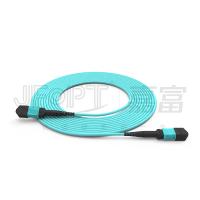 China MPO Trunk Cable Aqua OM3 Multimode Fiber Optic Patch Cord 1M LSZH for sale