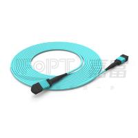 China MPO Trunk Cable Aqua OM3 Multimode Fiber Optic Patch Cord 1M LSZH for sale