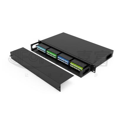 Cina 19 pollici 1U 96 Core 4 pezzi Modulo Box MPO Patch Panel ODF con Sequenza di fili standard predefinita LC Metal Rack montato in vendita