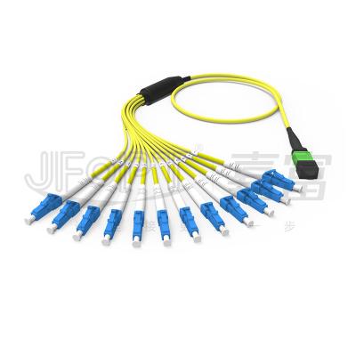 Cina LSZH Outer Jacket MPO LC Breakout Cable OS2 G657A1/ A2 Fiber Type A Polarity 3M MPO 12 Cores Fiber Connector Patch Cord in vendita