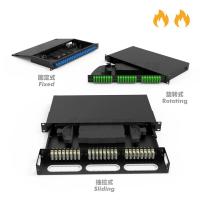 China 1U Rack Mount Fiber Patch Panel 24 Ports Rotating Splice Tray 19 Inch Cold Rolled Steel for sale