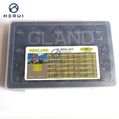 Cina 666PCS HD700 HD820 HD1023 O-Ring Box Rubber Repair Seal Kit Escavatore Set di sigilli idraulici in vendita