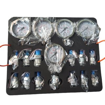 China 5 Gauges Hydraulic Pressure Gauge Excavator Diagnostic Tool Hydraulic Pressure Test Kit Excavator Hydraulic Pressure Gauge for sale
