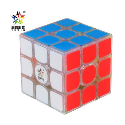 China YuXin kylin magic cube 3*3*3 plastic folding speed cube with magnetic position puzzle educational toys for kids 1593 for sale