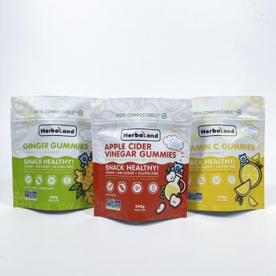 China 100% Compostable PLA Eco Friendly Stand Up Pouch For Gummies for sale
