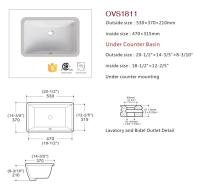 China Rectangular Undermount Design Commercial Hand Wash Basin Scratch-Resistant for sale
