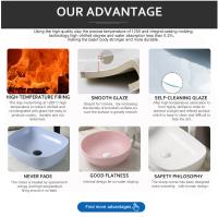 China Rectangular Glazed Ceramic Undermount Bathroom Vanity Sink 3 Layered 400mm for sale