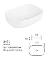 China Ceramic Rectangular Vessel Bathroom Sink Porcelain White Scratch Proof Basin for sale