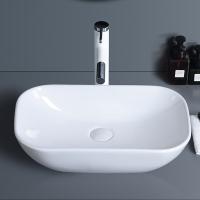 China Ceramic Rectangular Vessel Bathroom Sink Porcelain White Scratch Proof Basin for sale