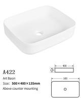 China Solid Smooth Counter Top Bathroom Sink Ceramic Easy Maintain Rectangular Wash Basin for sale