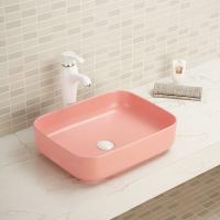 China Solid Smooth Counter Top Bathroom Sink Ceramic Easy Maintain Rectangular Wash Basin for sale