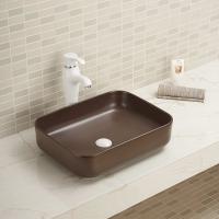 China Solid Smooth Counter Top Bathroom Sink Ceramic Easy Maintain Rectangular Wash Basin for sale
