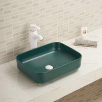 China Solid Smooth Counter Top Bathroom Sink Ceramic Easy Maintain Rectangular Wash Basin for sale