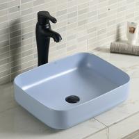 China Solid Smooth Counter Top Bathroom Sink Ceramic Easy Maintain Rectangular Wash Basin for sale