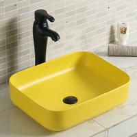 China Solid Smooth Counter Top Bathroom Sink Ceramic Easy Maintain Rectangular Wash Basin for sale