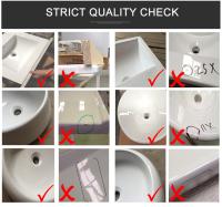China Rectangular Glazed Ceramic Undermount Bathroom Vanity Sink 3 Layered 400mm for sale
