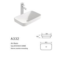 China High-Temperature Firing Rectangular Table Top Wash Basin Custom Ceramic Sink for sale