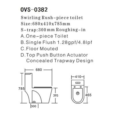 Cina Il cassettone prolungato di un pezzo della toilette di basso profilo completamente ha lustrato il sifone Jet Flush in vendita