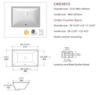 China Ada Compliant Undermount Bathroom Sink Rectangle Soft Curve Inside Ceramic for sale