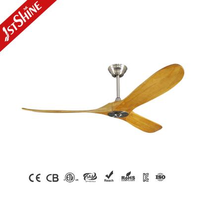 China Hotel Decorative Wooden Blade Ceiling Fan With DC Motor Remote Control for sale
