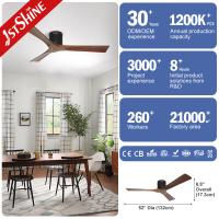 China Flush Mount Solid Wood Blade Ceiling Fan Noiseless 5 Speeds Remote Control for sale