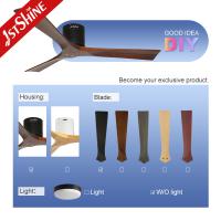 China Flush Mount Solid Wood Blade Ceiling Fan Noiseless 5 Speeds Remote Control for sale