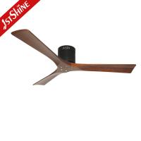 China Flush Mount Solid Wood Blade Ceiling Fan Noiseless 5 Speeds Remote Control for sale