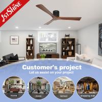 China Flush Mount Solid Wood Blade Ceiling Fan Noiseless 5 Speeds Remote Control for sale