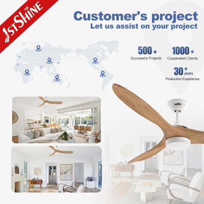 China 60 Inch Ceiling Fan With Wooden Blade And Dimmable Light Bldc Motor Energy Saving for sale