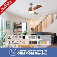 China Decorative LED Light Solid Wood Ceiling Fan With 5 Speed Remote Control for sale