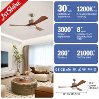 China Decorative LED Light Solid Wood Ceiling Fan With 5 Speed Remote Control for sale