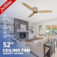 China 220V Flush Mount Remote LED Ceiling Fan With Solid Wood Blades for sale