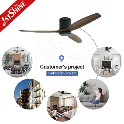 Cina Ventilatore da soffitto a 3 pale in legno naturale a basso profilo da 52 pollici con luce a led in vendita