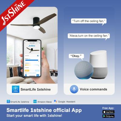 Cina Ventilatore da soffitto a 3 pale in legno naturale a basso profilo da 52 pollici con luce a led in vendita