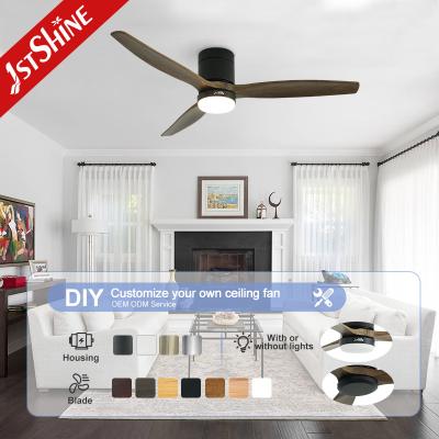 Cina Ventilatore da soffitto a 3 pale in legno naturale a basso profilo da 52 pollici con luce a led in vendita