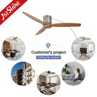 China TUYA App-Controlled 2 IN 1 LED Light Ceiling Fan Low Ceiling Solid Wood Blades with Remote for sale