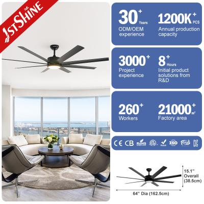 China 6 Speed Reversible DC Motor Ceiling Fans With Lights And Remote 64 Inch for sale