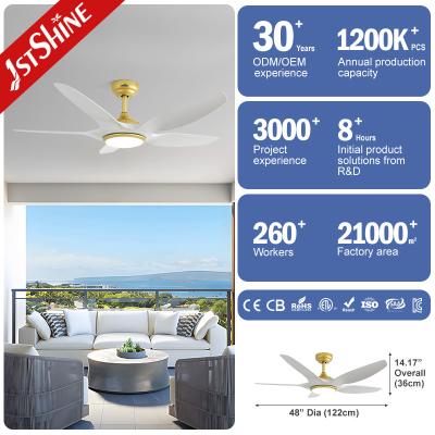 Cina 5 Ventilatore di soffitto a lame di plastica con luce a led dimmabile Bianco Nero Motore a corrente continua a basso rumore in vendita